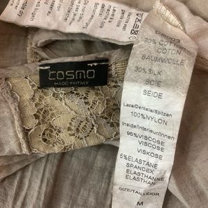 Cosmo | Tops | Cosmo Tan Lace Back Textured Washed | Poshmark